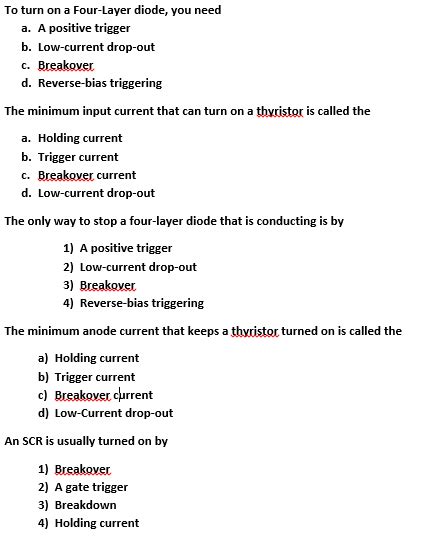 Solved To Turn On A Four Layer Diode You Need A A Positive Chegg Com