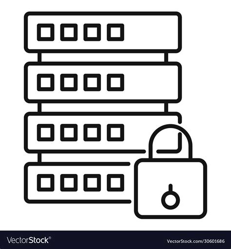 Secured Server Icon Outline Style Royalty Free Vector Image