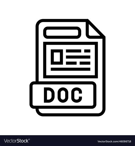 Doc File Format Document Line Icon Royalty Free Vector Image