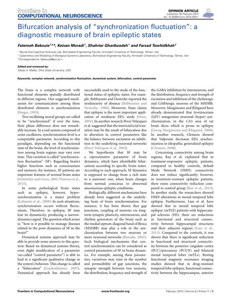 Pdf Bifurcation Analysis Of Synchronization Fluctuation A