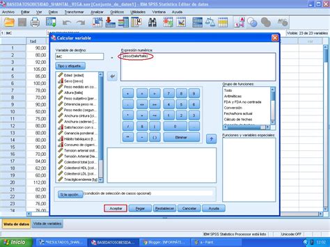 InformÁtica MÉdica 2015 Calcular Recodificar Graficar Obtener