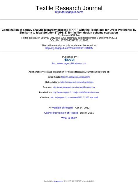 Pdf Combination Of A Fuzzy Analytic Hierarchy Process Fahp With The Technique For Order