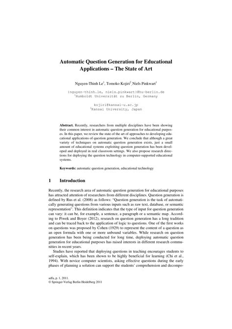 pdf automatic question generation for educational applications the