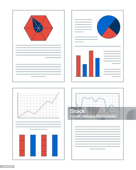 Business Reports With Charts And Graphs 2d Cartoon Objects Set Stock