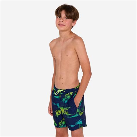 Boys Surfing Swim Shorts With Pockets 100 Stories Dark Blue
