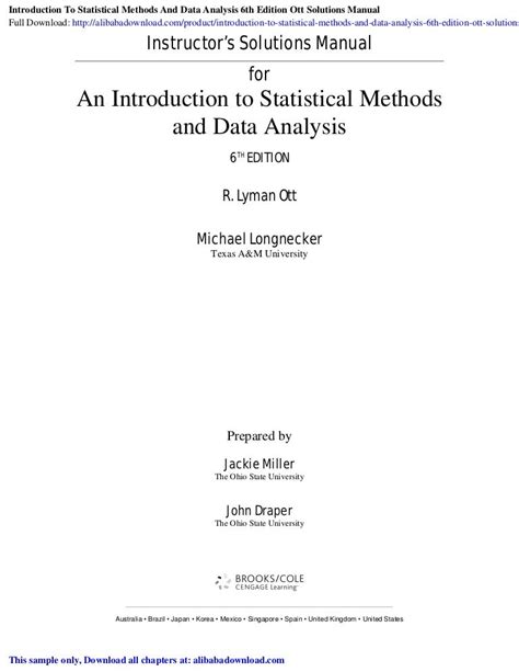 Introduction To Statistical Methods And Data Analysis 6th Edition Ott