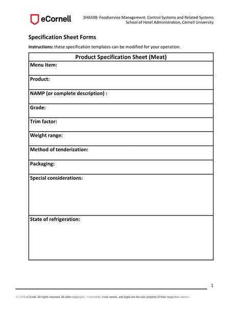 Free Printable Spec Sheet Templates [excel Pdf Word] Fashion And Pdf