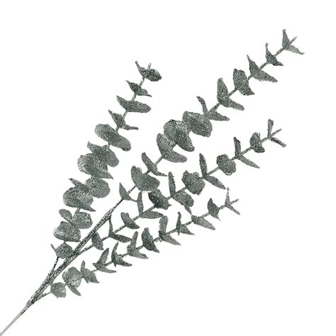 Spray Eucalyptus Leaf Silver 27 Glitter Christmas Forever