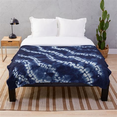 Indigo Dyed Shibori Pattern Traditional Japanese Tie Dye Throw