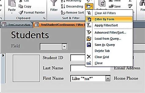 sorting and filtering forms access all in one