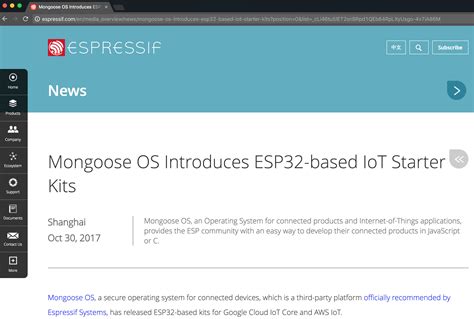 Espressif Systems Recommends Mongoose Os Esp32 Based Iot Starter Kits