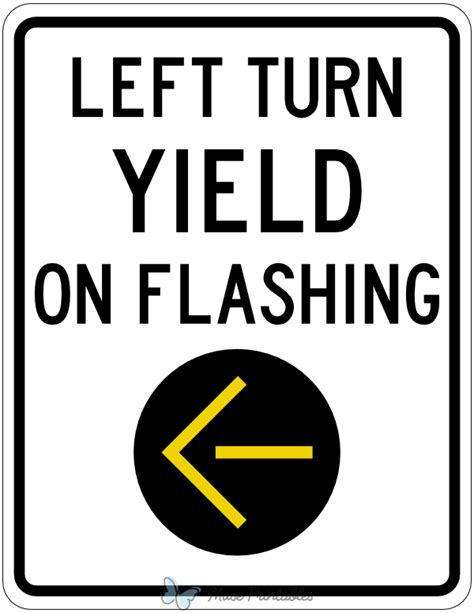 Printable Left Turn Yield On Flashing Sign Free Download