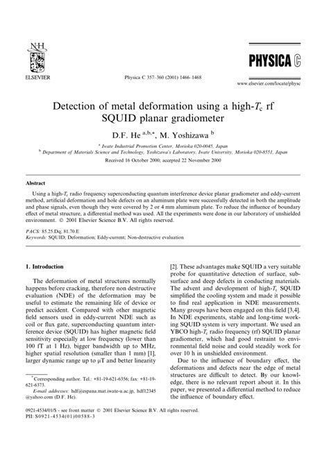 Pdf Detection Of Metal Deformation Using A High Tc Rf Squid Planar