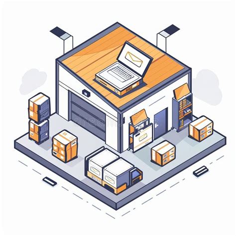 A Cute Cartoon Style Ofa Modern Warehouse With Automated Order