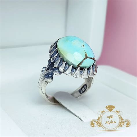 انگشتر فیروزه نیشابور‌ی زیبا و طبیعی گالری نقره مشهد