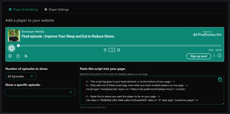 Podhome Embeddable Player For Your Website