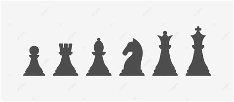 A Collection Of Vector Chess Pieces With Filled Contours Isolated On A