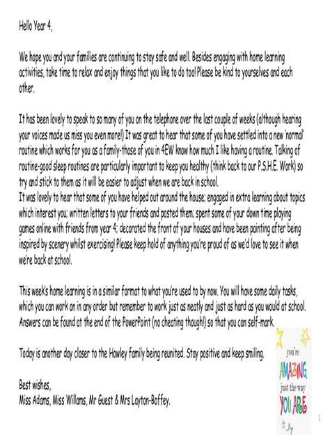 Fillable Online Hello Year 4 Fax Email Print Pdffiller