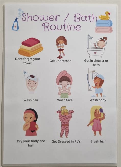 Visual Showerbath Routine Girl Etsy