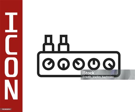 흰색 배경에 격리 된 블랙 라인 사운드 믹서 컨트롤러 아이콘 Dj 장비 슬라이더 버튼 믹싱 콘솔 벡터 Dj에 대한 스톡 벡터 아트 및 기타 이미지 Istock