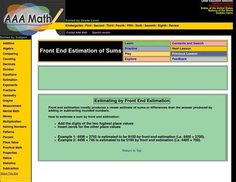 Aaa Math Front End Estimation Activity For 3rd 5th Grade Lesson Planet