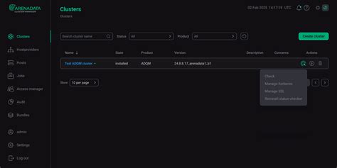Действия для управления кластером Adqm Adqm Arenadata Docs