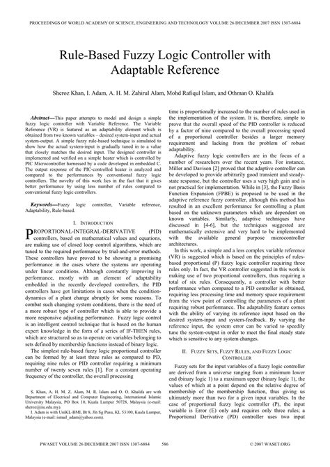 Pdf Rule Based Fuzzy Logic Controller With Adaptable Reference