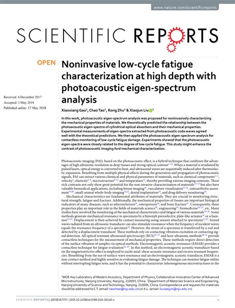 Pdf Noninvasive Low Cycle Fatigue Characterization At High Depth With Photoacoustic Eigen
