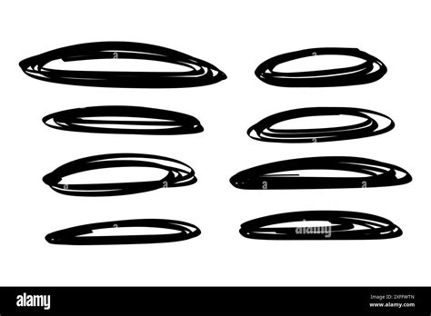 Set Of Hand Drawn Highlighters On A White Background Oval Shaped