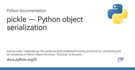 Pickle — Python Object Serialization — Python 3150a0 Documentation