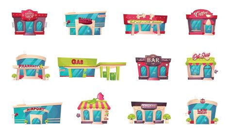Shop Front Flat Color Vector Objects Set 2510833 Vector Art At Vecteezy