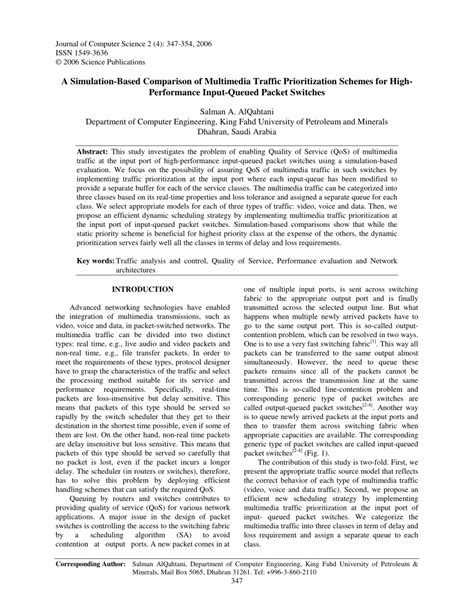 Pdf A Simulation Based Comparison Of Multimedia Traffic Prioritization Schemes For High