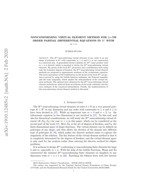 Pdf Nonconforming Virtual Element Method For 2m Th Order Partial Differential Equations In R N