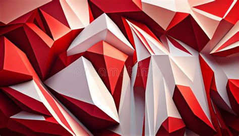 Generative Ai Organic And Geometric Shapes In Red And White Stock