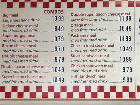 Menu At Super Burger Drive In Restaurant Gilroy