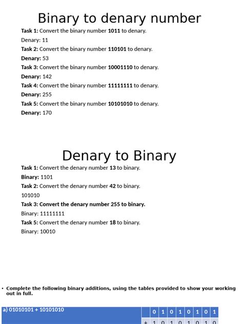 Binary And Denary Number Conversions Pdf