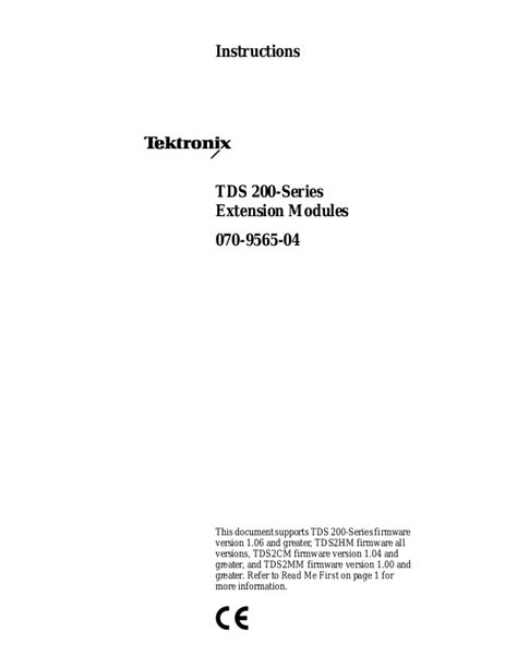 Tektronix Tds200 Series Instructions User Manual