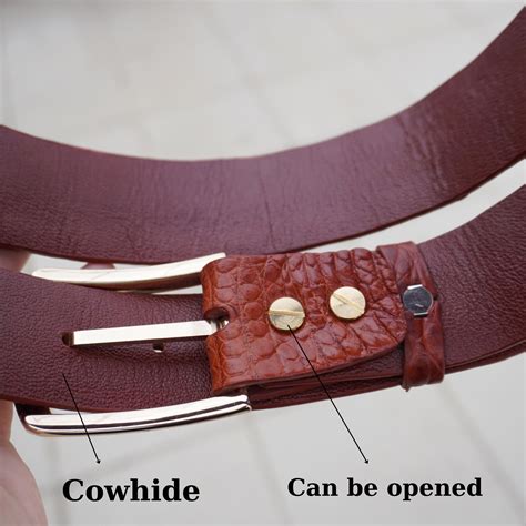 Cognac Genuine Alligator Horn Leather Skin Mens Belt W 15 Inch With