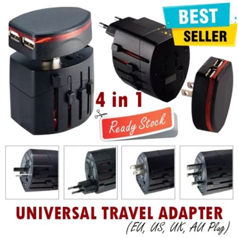 Jual Universal Travel Adapter 4 In 1 With 1A USB Port Portable Colokan Listrik Internasional