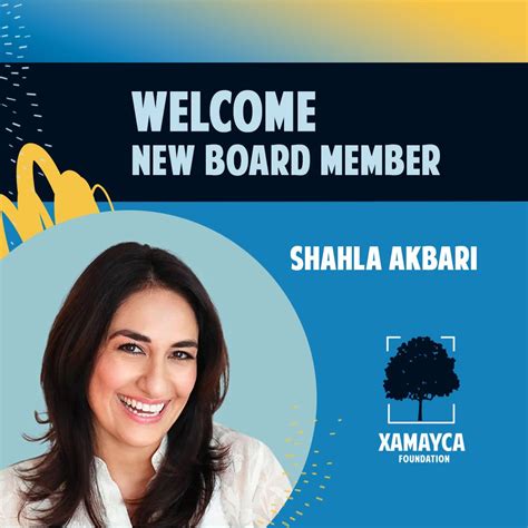 Were Proud To Welcome Shahla Akbari To The Xamayca Foundations Board