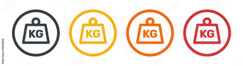 Kg Weight Icon Set Kilogram Symbols Vector Illustration Stock Vector
