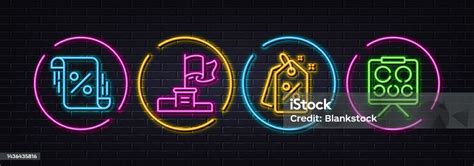 당첨자 플래그 대출 퍼센트 및 할인은 최소 라인 아이콘을 태그합니다 웹 응용 프로그램의 경우 벡터 인쇄 3차원 형태에 대한 스톡 벡터 아트 및 기타 이미지 Istock