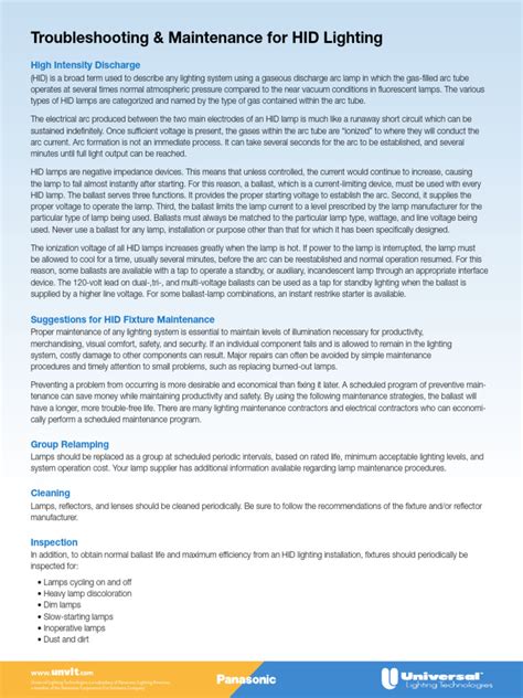 troubleshooting and maintenance for hid lighting pdf electric arc