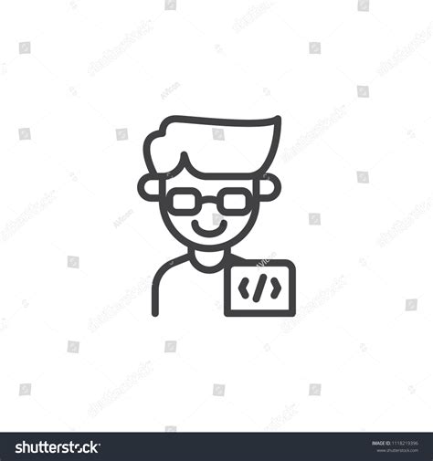 Programmer Man Outline Icon Linear Style Stock Vector Royalty Free 1118219396 Shutterstock