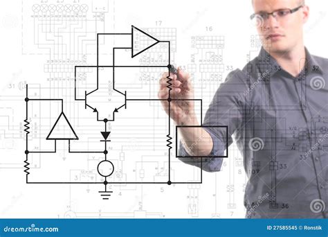 Electrical Engineer Drawing Circuit Diagram Stock Image Image Of