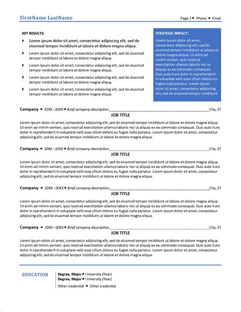 Downloadable C Suite Resume Template For Microsoft Word