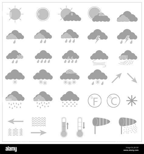 Weather Forecast Flat Icon Set Stock Vector Image And Art Alamy