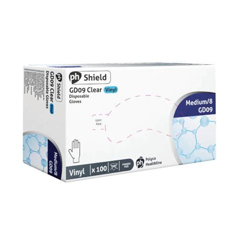 Shield Powder Free Vinyl Gloves Clear Medium Pack Of 100 Gd09 Hunt