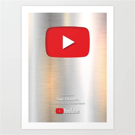 Youtube Award Plaque With Silver Creator Play Button