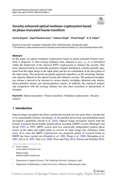 Security Enhanced Optical Nonlinear Cryptosystem Based On Phase Truncated Fourier Transform